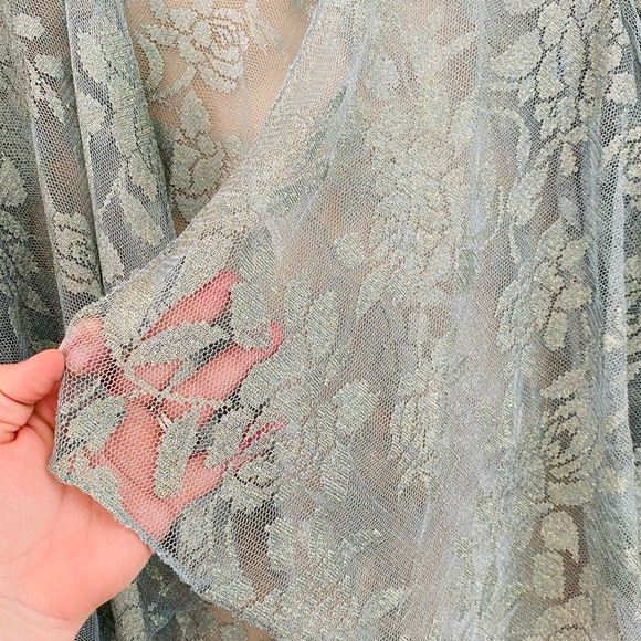 Patra | Tops | Plus Patra Nwt Spearmint Floral Metallic Sheer Lace Open ...